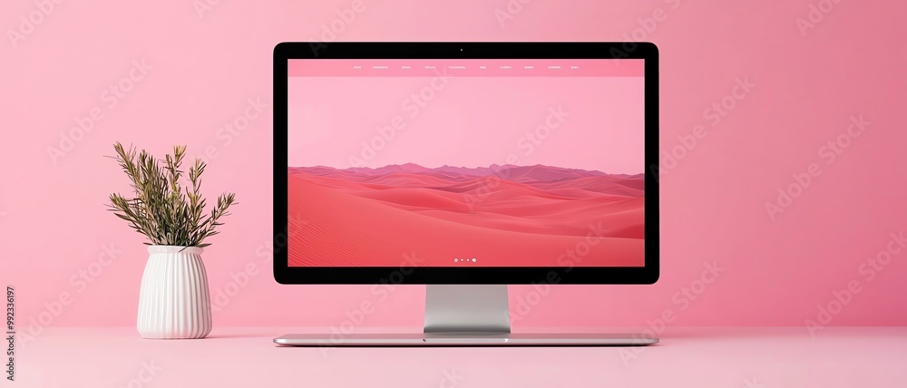 Modern website layout with parallax scrolling effect, trendy web design feature, immersive user ...