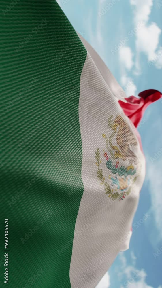 Wavy flag of Mexico blowing in the wind in slow motion. Waving official ...