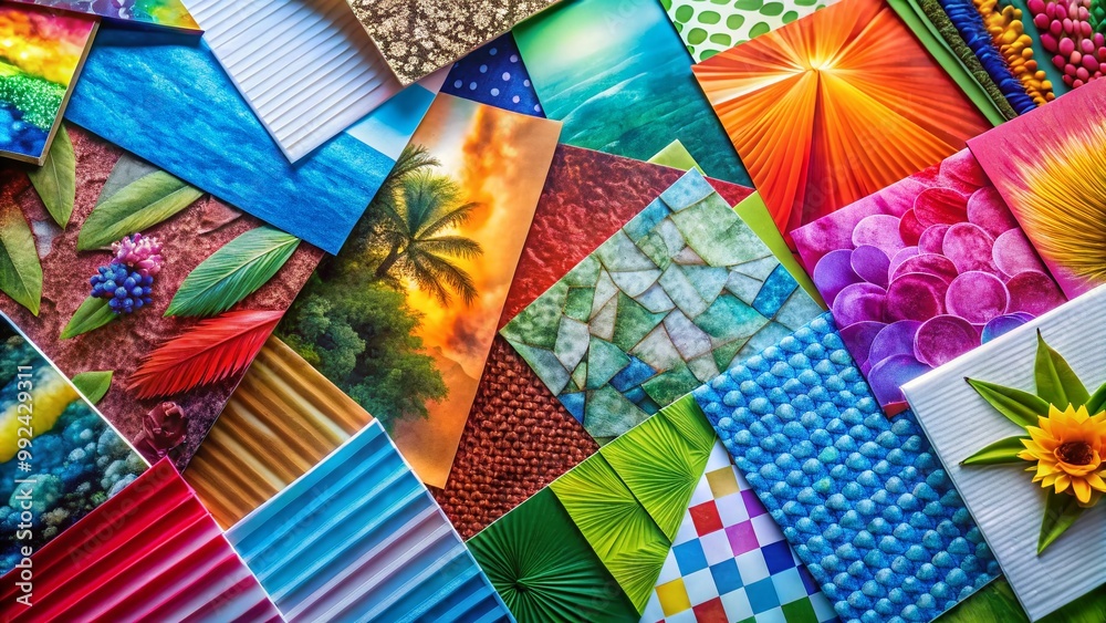 Colorful clipart paper sheets with various textures and designs for ...