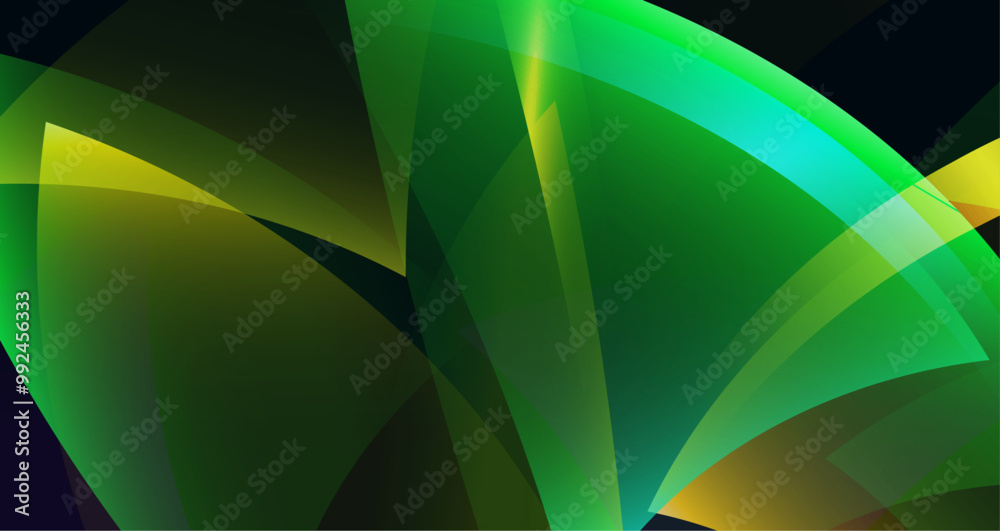 Overlapping geometric shapes in various colors creating a dynamic ...