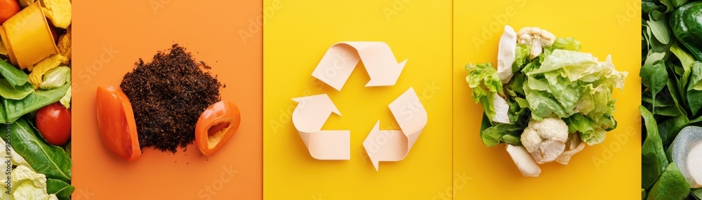 A visual representation of food waste turning into compost, general ...