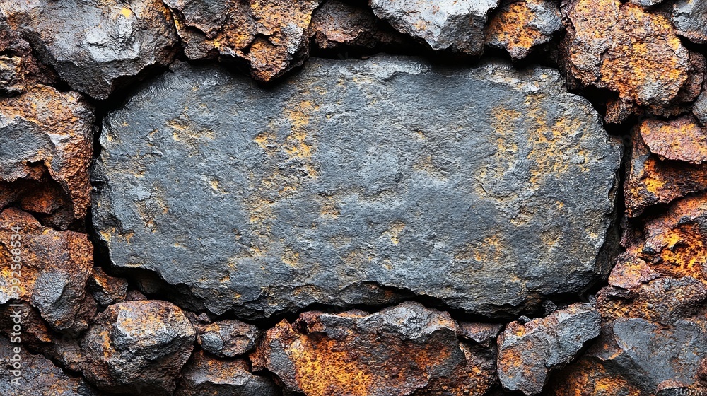 A weathered metal surface with a cracked and fractured texture ...