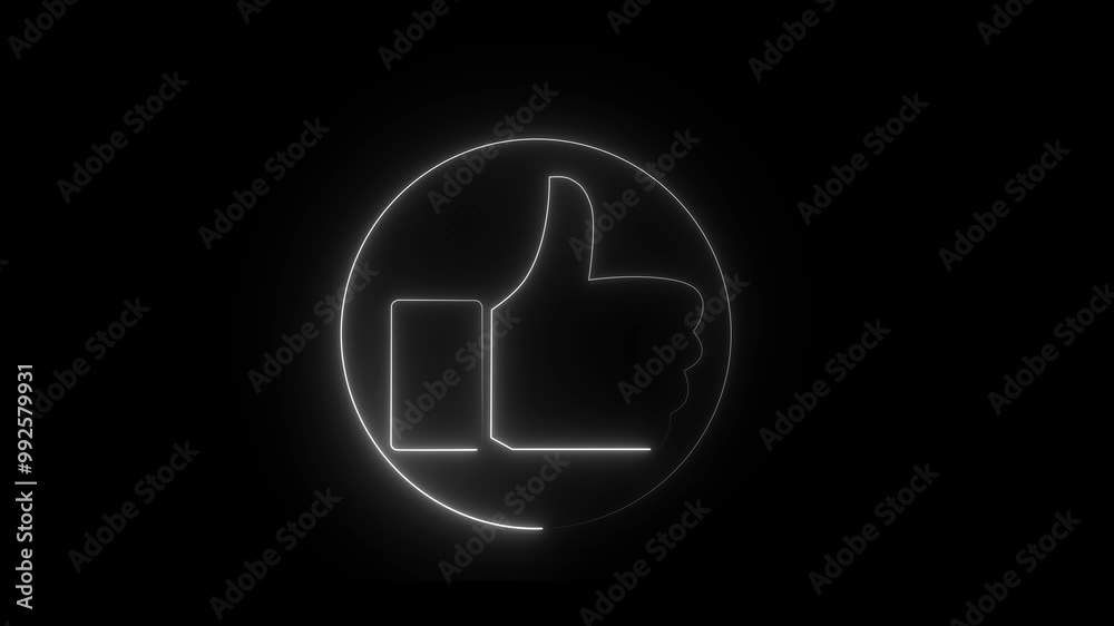 Animated neon line like Button, animation. Neon circle like button icon ...