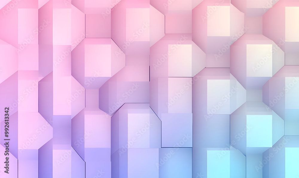 Pastel Cubes with Soft Gradient Lighting in 3D Geometric Patterns ...