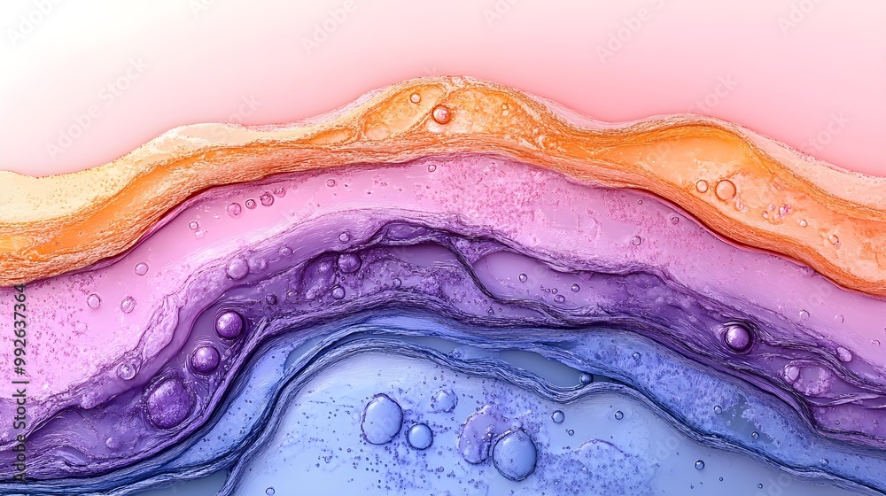 Skin cross-section during acne healing, showcasing blocked sebaceous ...