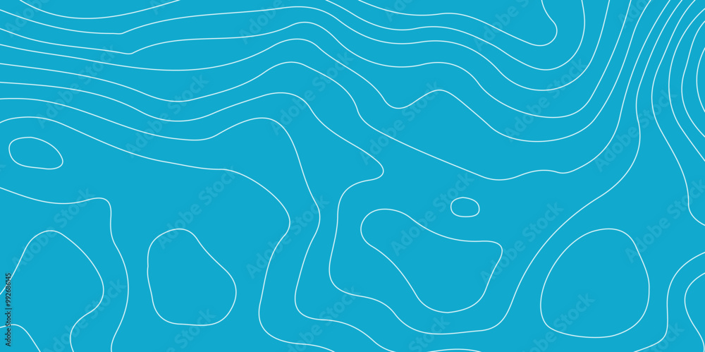 Ocean bottom topographic line map curvy wave isolines vector. Sea or ...