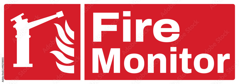 ISO fire prevention safety sign text variation_fire monitor landscape ...