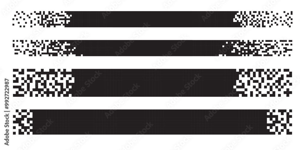 Pixel banner. Header, footer color layout with mosaic edges. Horizontal ...