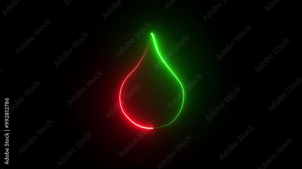 Water drop neon, Blood drop animated. black background, Red and green ...