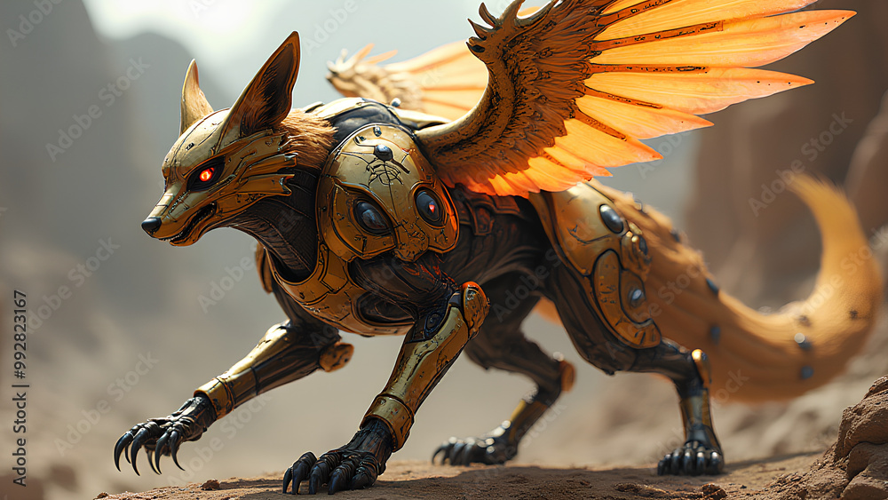 Foto de Sci-fi realism Mechanical fox regal look laser claws plasma ...