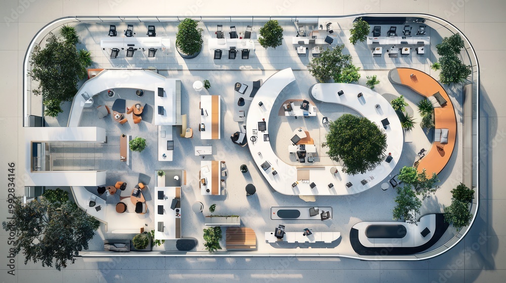 Architectural plan of a tech startup incubator space, with ...