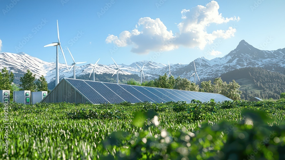 Blueprint of a community-based renewable energy system, featuring wind ...