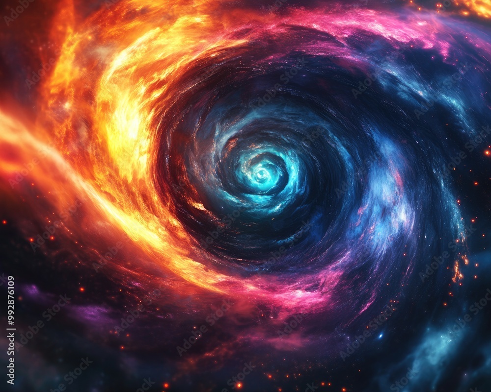 Vibrant spiral stream explosion in space Motion simulation of a cosmic ...