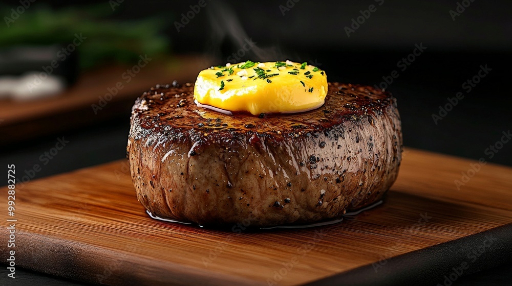 Sizzling Steak with Herb Butter: A perfectly seared filet mignon ...