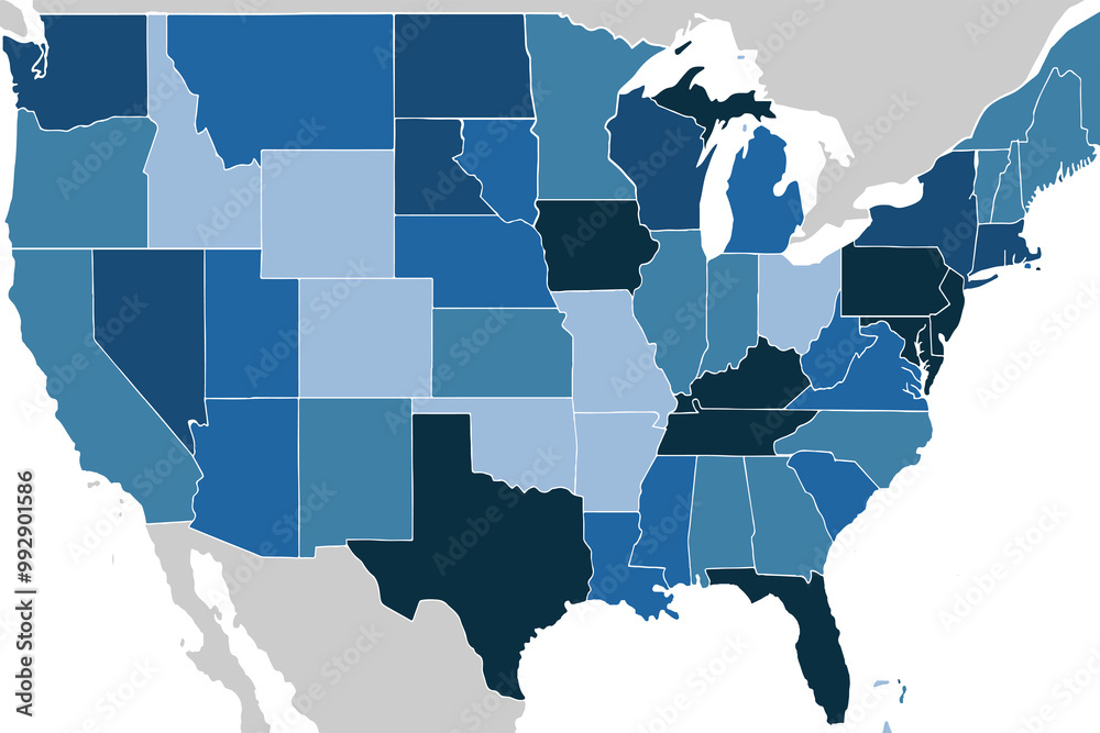USA Map. Poster map of United States of America. Print of USA, poster ...