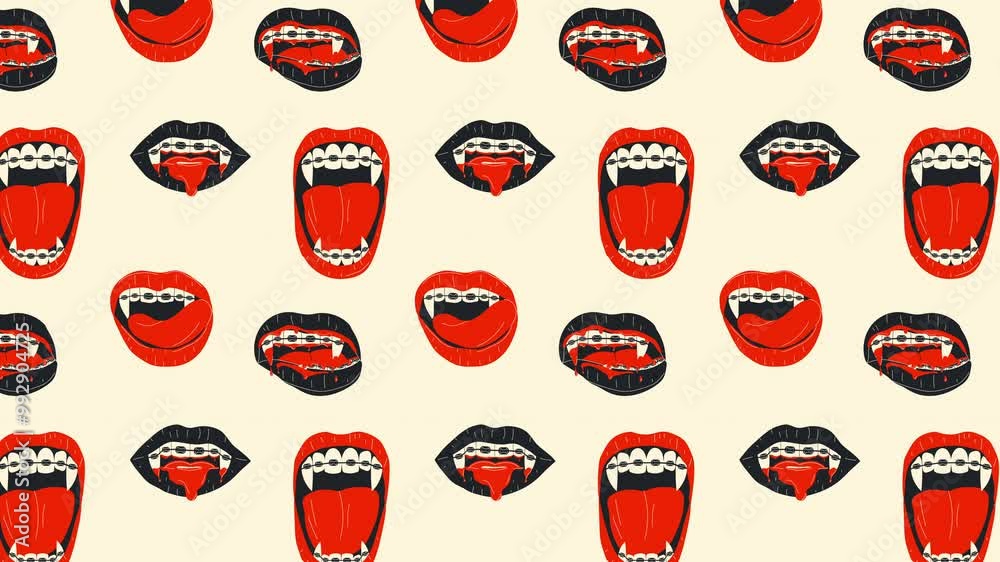 Vampire mouth with braces and fangs. Old animation Loop Background ...