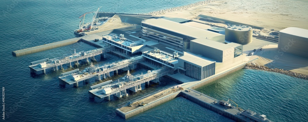 Image of a new oceanic research facility being built on the coast ...