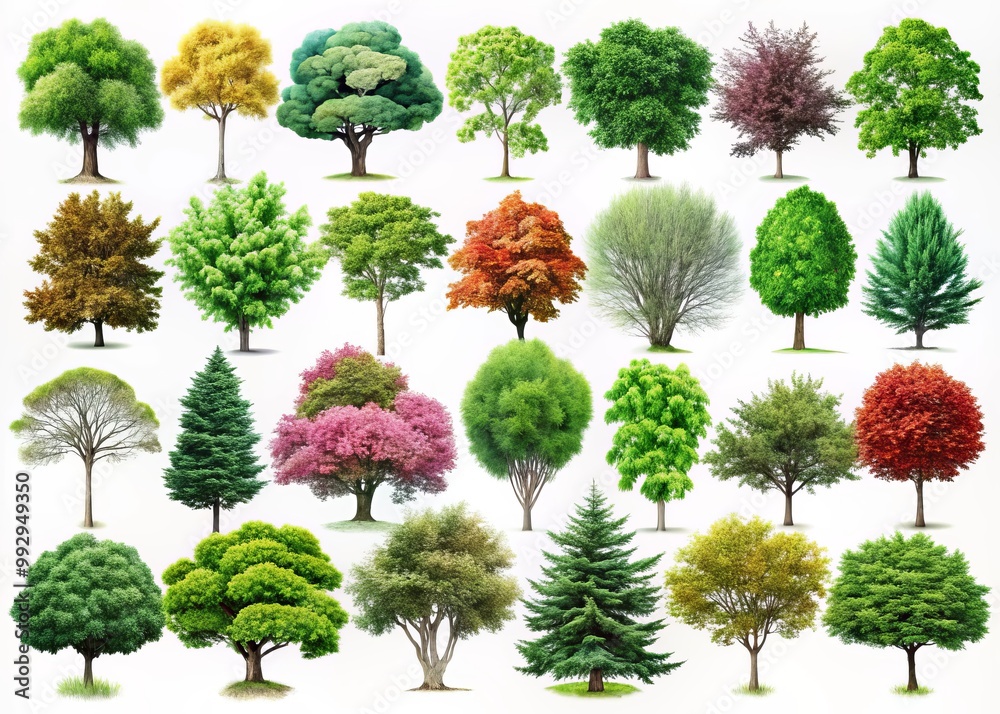 In-depth representations of various trees designed for architectural ...