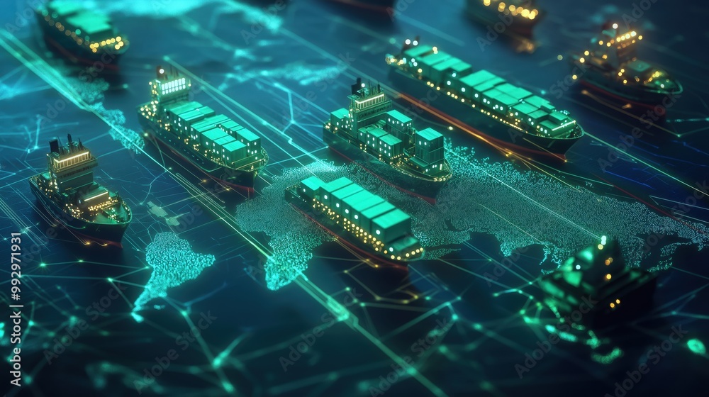 Smart shipping logistics, real-time tracking, and worldwide trade ...