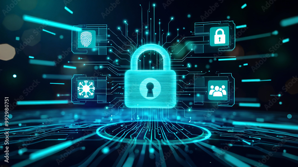 Cybersecurity Threat Detection Interface, A futuristic holographic ...