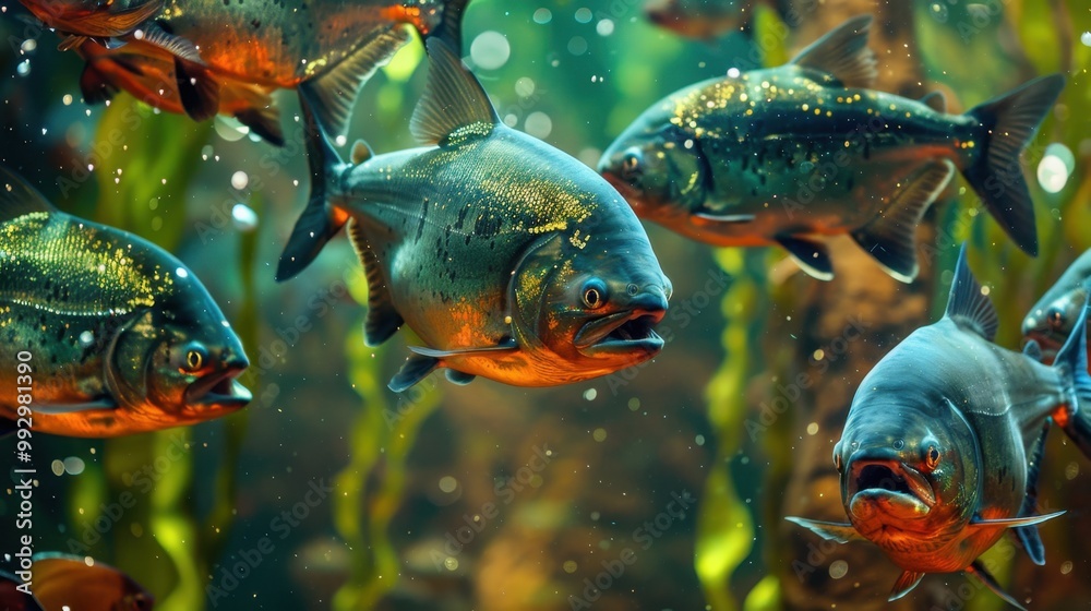 Piranha Tank: Witness a large freshwater tank filled with razor-toothed ...