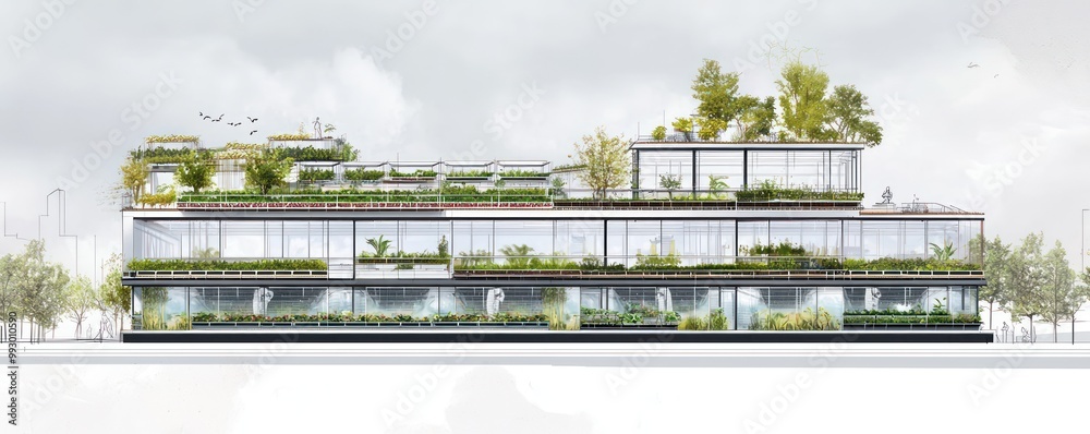 Technical drawing for a multi-level urban agriculture complex ...