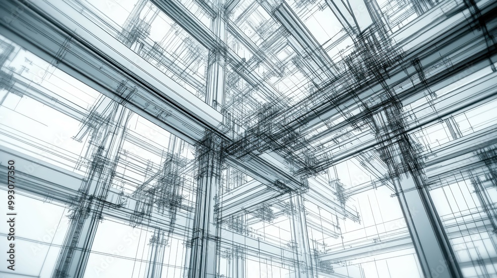 Close-up view of a CAD drawing of a steel structure, showing intricate ...