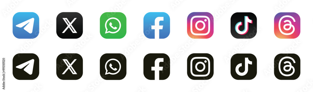 Popular social media logo. Popular social media brand logo set ...