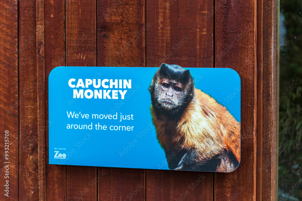An informative sign at Wellington Zoo announces the relocation of the ...