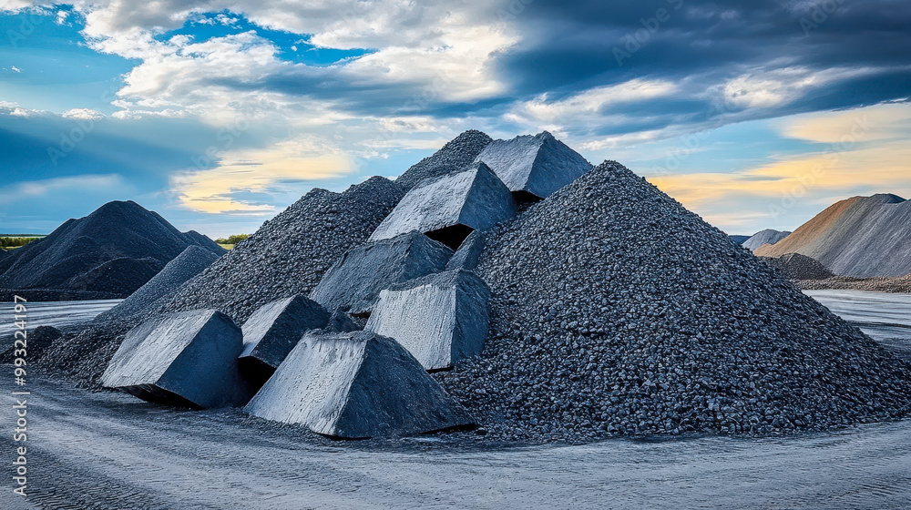 Stockpile of Raw Minerals Ready for Shipment with Industrial Landscape ...