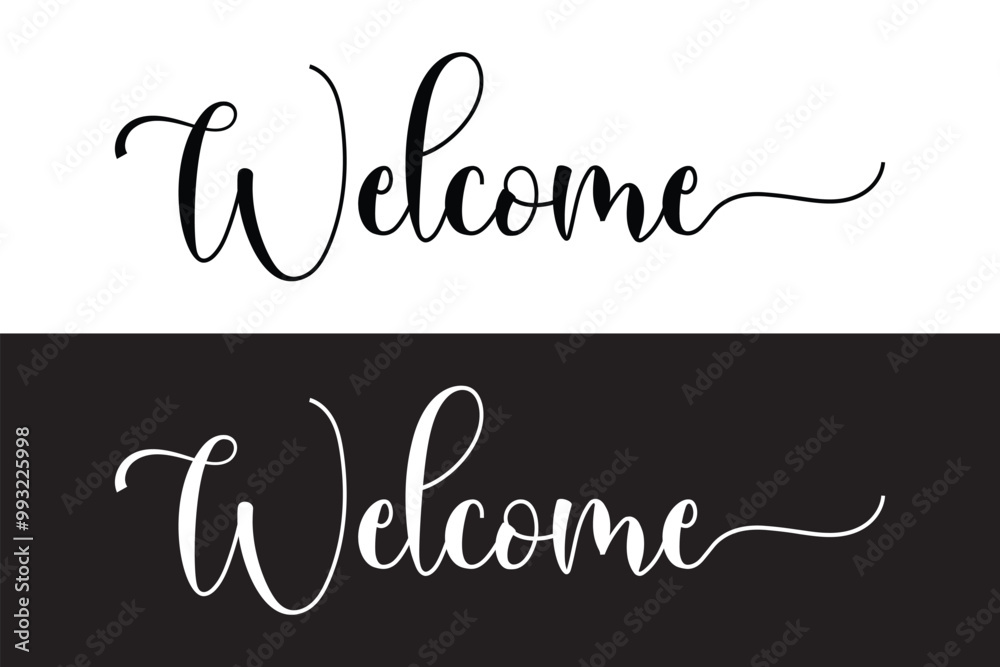 welcome lettering text. Modern calligraphy style illustration. Welcome ...