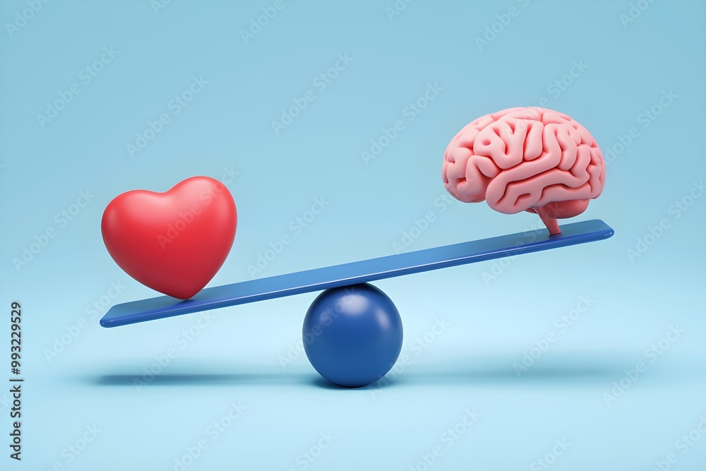Balance scale with heart and brain, symbolizing emotion vs intellect ...