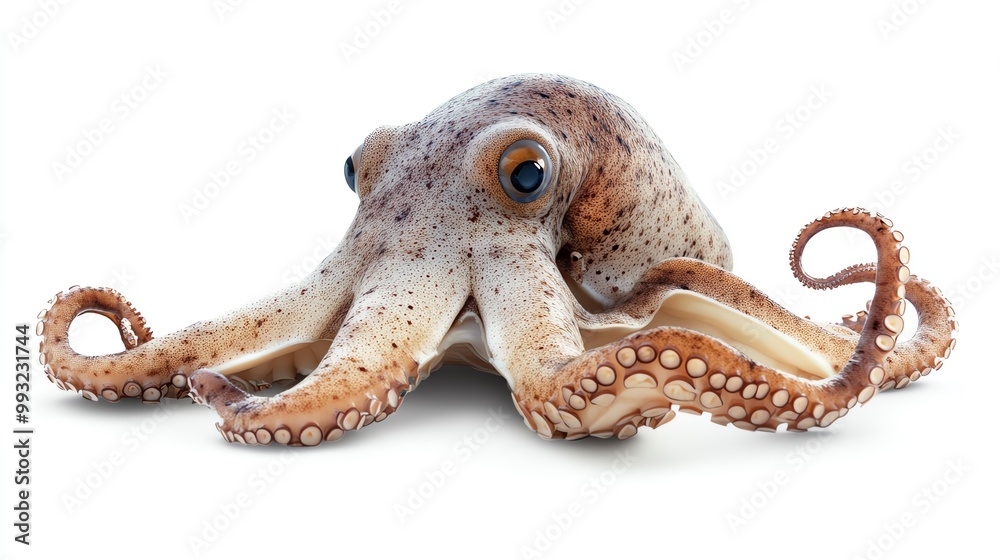 Dumbo Octopus Octopus with Tentacles on White Background Deep-Sea Fish ...