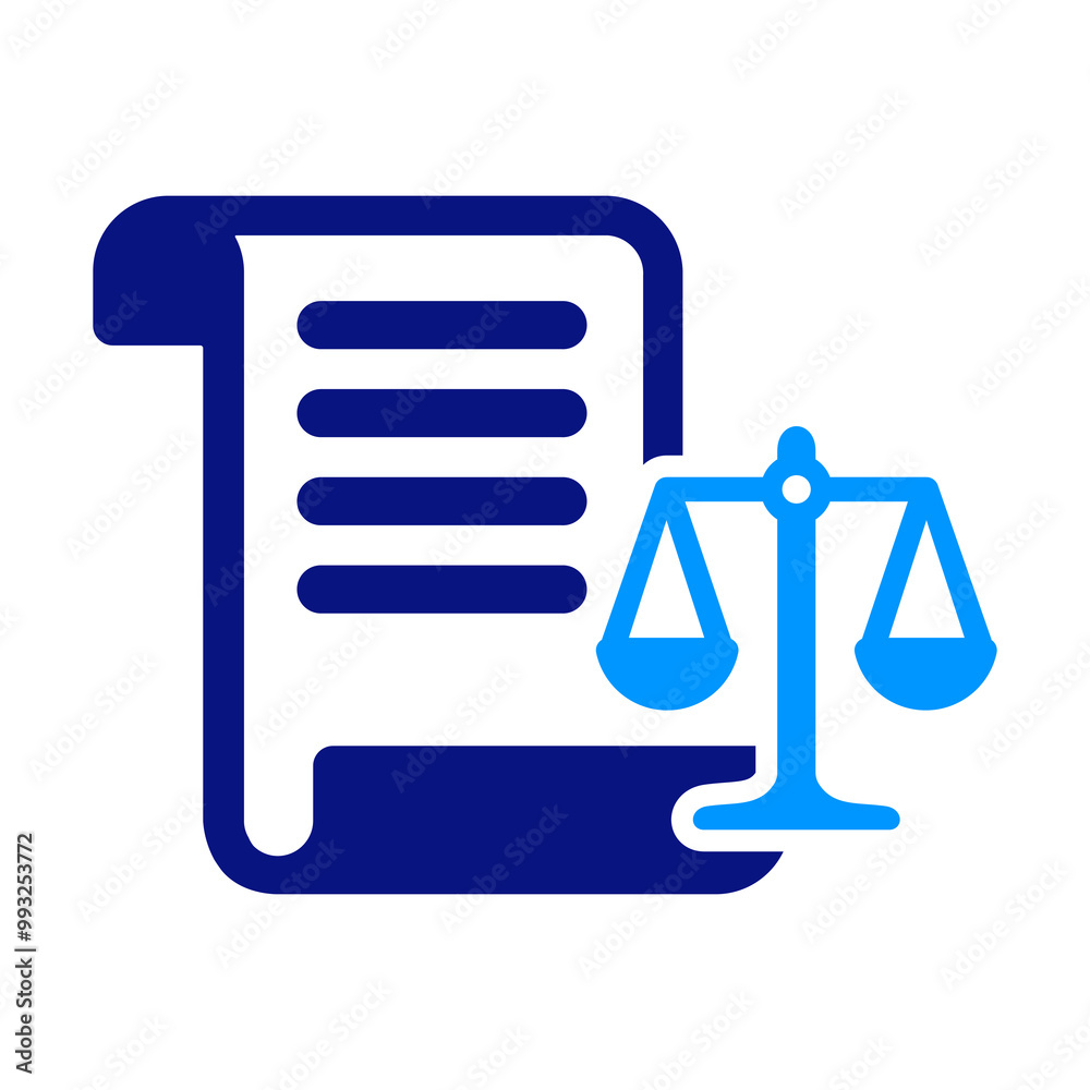 Blue legal document next to scales of justice, symbolizing legal ...
