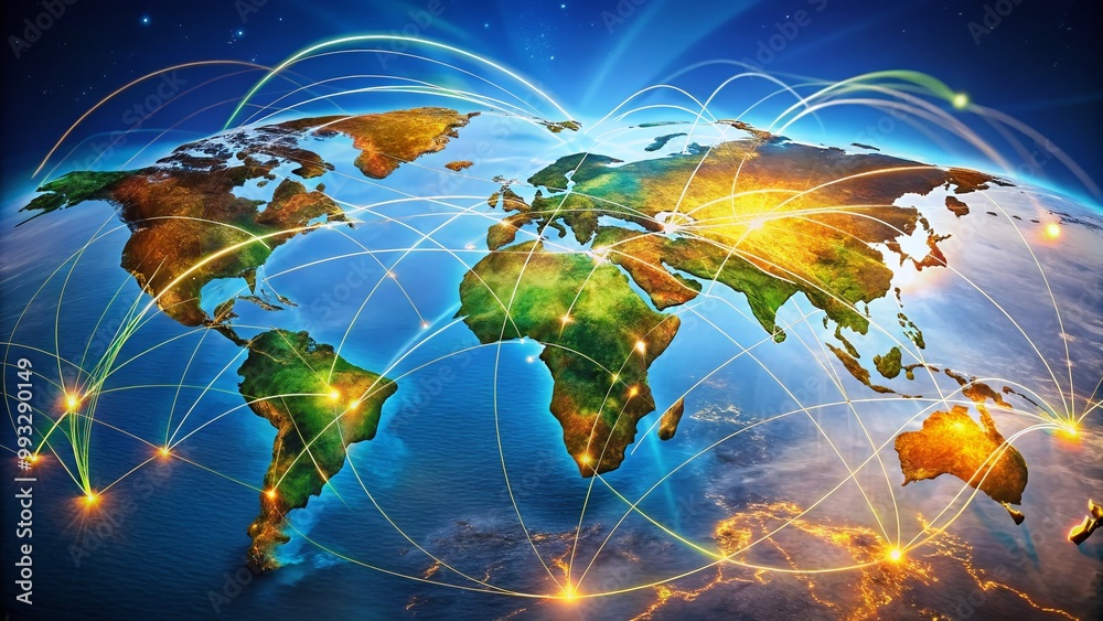 Global Flight Routes Map Illustrating International Travel Connections ...