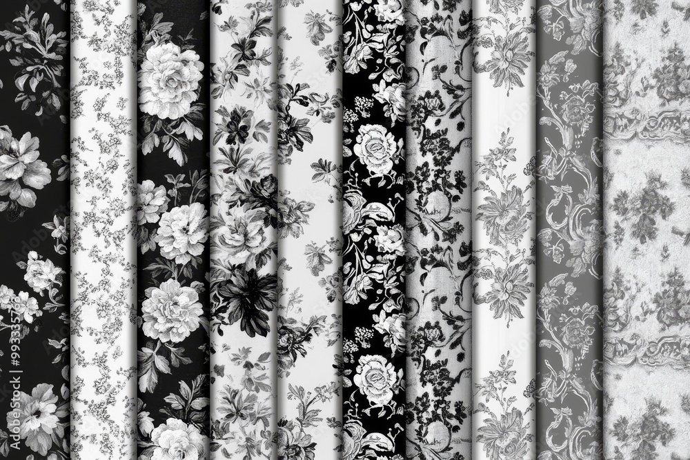 This set of modern seamless damask patterns includes rich ornament and ...