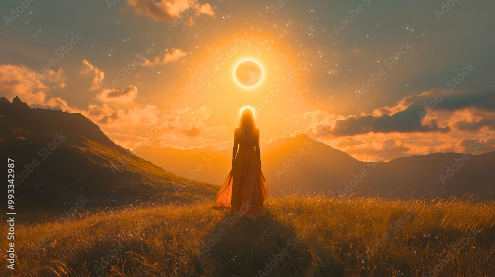 A woman clothed with the sun, with the moon under her feet, crowned ...