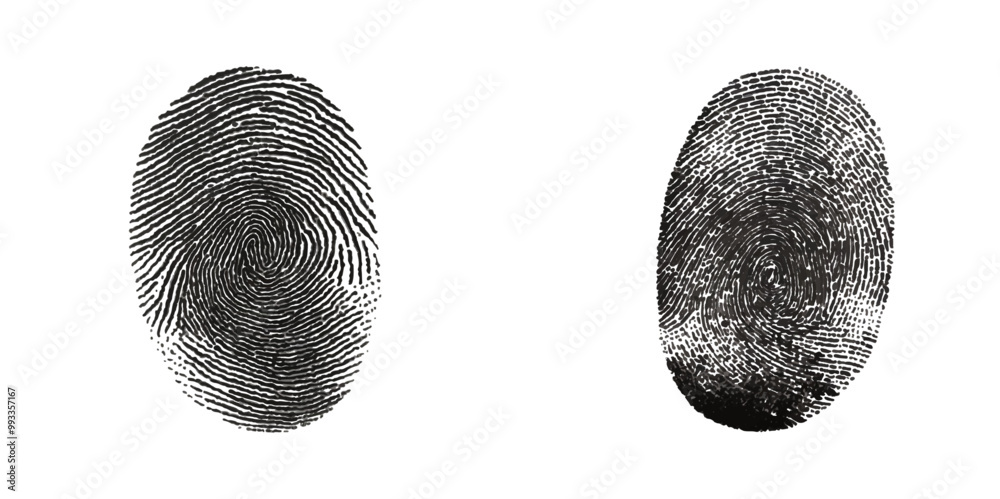 Vector black fingerprint in white isolated. background.Fingerprint Icon ...
