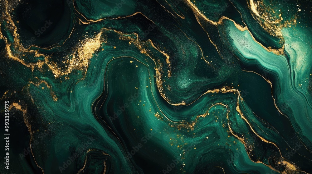 Emerald abstract background featuring golden accents ideal for covers ...