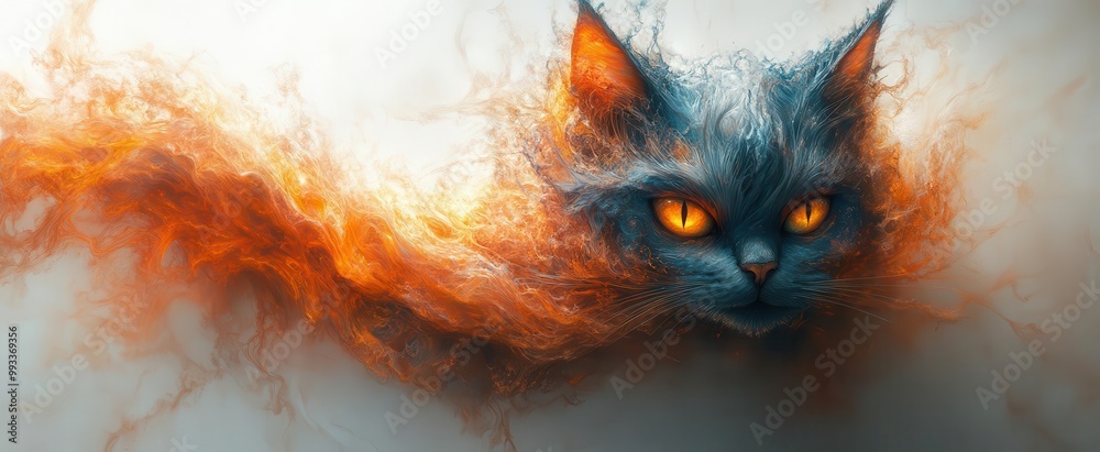 surreal portrait of a cheshire cat with exaggerated grin vibrant fur ...