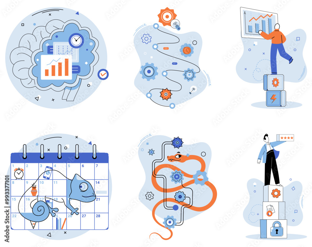 Soft skills. Brain calendar and gears. Ideal for communication ...
