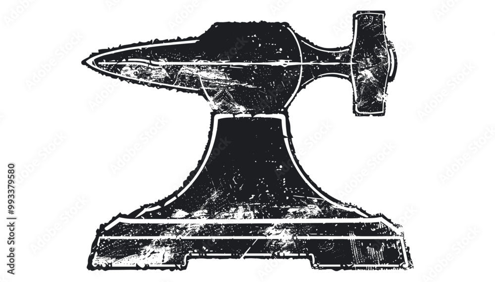 Retro classic anvil stencil illustration with distressed grunge texture ...
