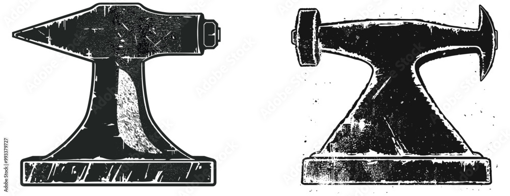 Retro classic anvil stencil illustration with distressed grunge texture ...