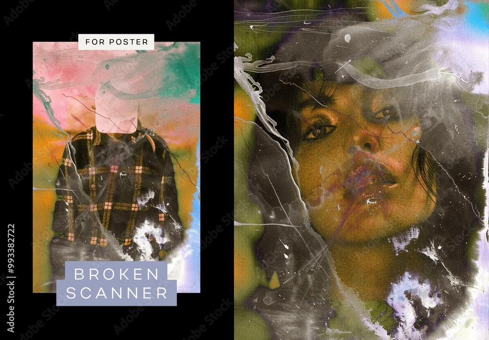 Damaged Scanner Poster Photo Effect Mockup With Generative AI Stock ...