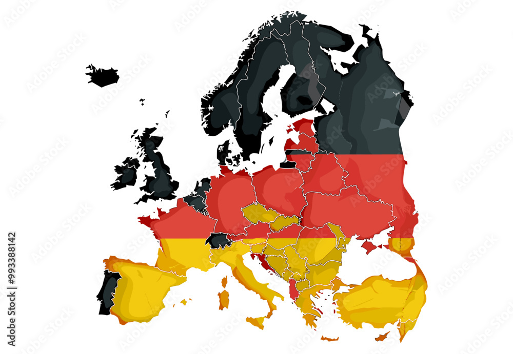 Germany country map and flag with a distressed torn paper effect ...