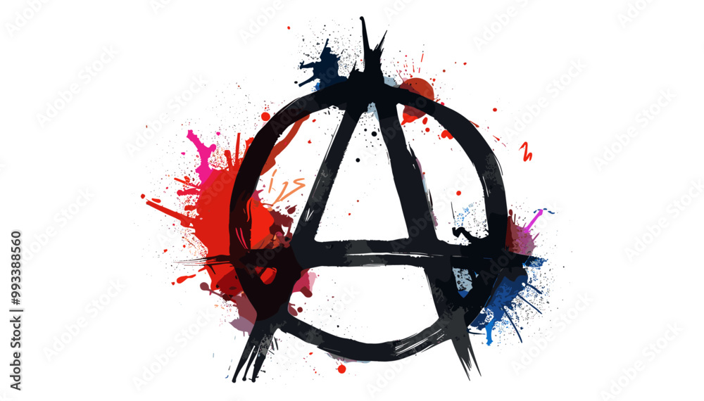 Anarchy symbol in graffiti style with spray paint effect, vector ...