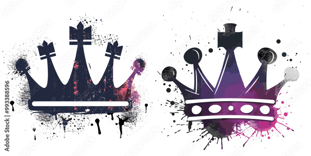 Crown symbol stencil graffiti-style isolated vector illustration with ...