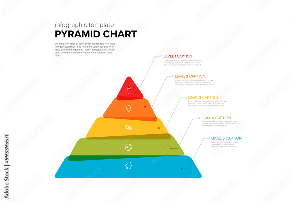 Infographic Maslow Pyramid chart diagram template made from thick color ...