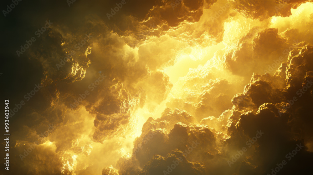 glowing gold cloud with metallic shimmer softly illuminates sky ...