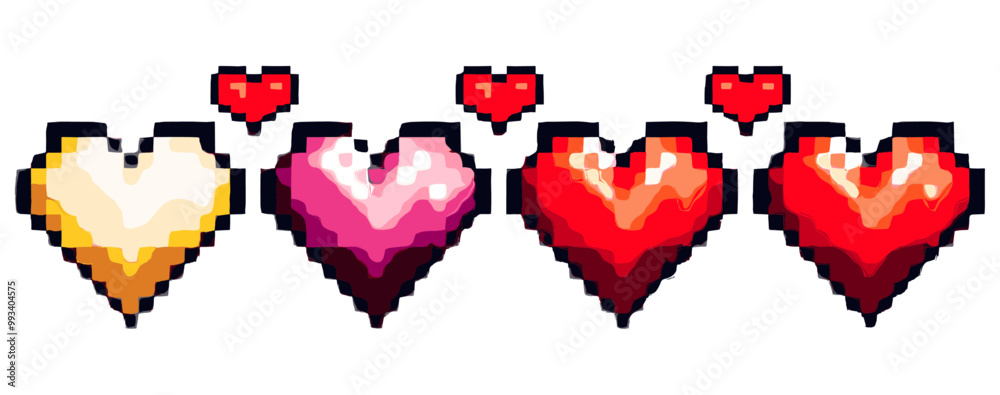 Pixel art heart emoji sticker, retro gaming, nostalgic design, 90's ...
